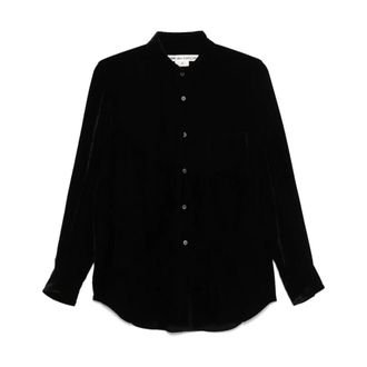 Comme Des Gar&ccedil;ons Schwarzes Samtshirt mit Knopfverschluss - - Blouses & Shirts - Damen - Schwarzk - XL