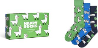 Happy Socks S&uuml;&szlig;e Tiersocken in Geschenkbox - Lama, Schaf & Hund - 3er-Pack Gr&ouml;&szlig;e 36-40