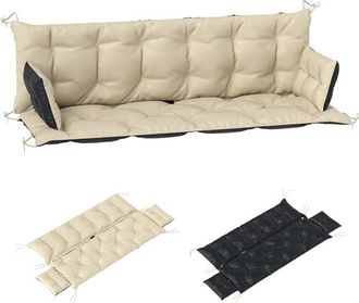 OUTSUNNY 3 Sitzer Bankauflage 180x110x8 cm Bankkissen mit B&auml;ndern, Sitzkissen, Outdoor/Indoor Stuhlkissen, Sitzauflage, Sitzpolster, Bankpolster f&uuml;r Gartenm&ouml;be