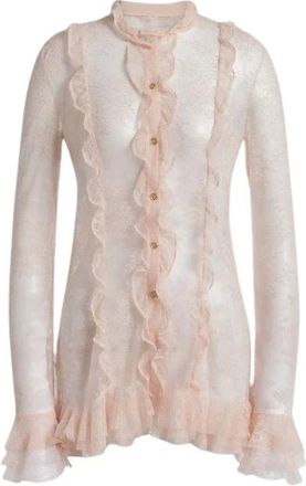Alberta Ferretti Femme, Blouses et Chemises, Rose, Taille: 40 FR Sheer Lace Blouse