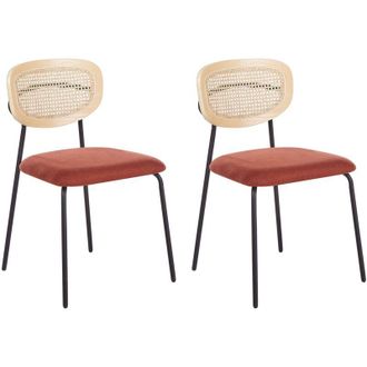 Beliani Esszimmerstuhl 2er Set MAYETTA Rattan Orange