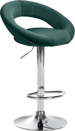 Clp Barhocker Olinda Samtbezug I Barstuhl höhenverstellbar und drehbar I Thekenhocker mit Rückenlehne und Fußstütze, Farbe:grün, Gestell Farbe:Chrom