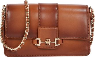 Tommy Hilfiger Damen Heritage Leather Bag with Chain Crossbody Strap Umh&auml;ngetasche, Br&uuml;nierte Br&auml;une