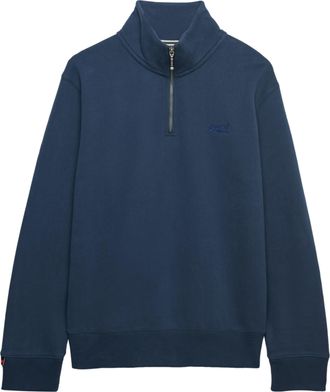 Superdry Herren Essential Logo Sweatshirt mit Halbrei&szlig;verschluss Lauren Marineblau XXL