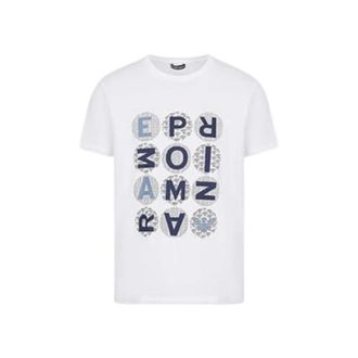 Emporio Armani Micropattern Crew Neck T-Shirt - - Tops - Herren - Wei&szlig; - XL