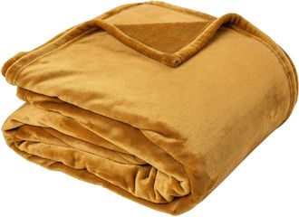 Linnea Fleecedecke, Microvelours, 220 x 240 cm, Samt, honiggelb