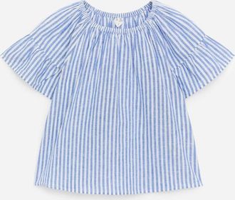 Arket Oberteil Aus Baumwolle Und Leinen -Blau