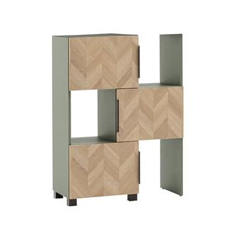 Schildmeyer Schieberegal Piazza 160508, Pistazie/Fischgräten Dekor, 47-78 x 34,7 x 101,6 cm