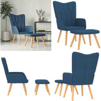 vidaXL Relaxsessel mit Hocker Blau Stoff - Sessel - Relaxsessel - Wohnraum - Sofa - Bequemlichkeit - Home & Living