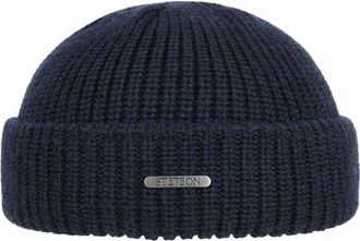 Stetson Bonnet Nashville Docker Femme/Homme - Made in Italy Bord Pliable en Tricot Laine avec Revers, Bonnets Hiver Automne-Hiver - Taille Unique Bleu