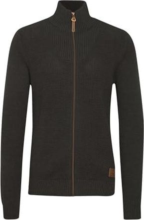 Solid SDTristian Homme Cardigan en Maille Fine Gilet Pull à col Montant Fermenture éclair Mélange de Coton Regular Fit, Taille:M, Couleur:Dark Grey Melange 