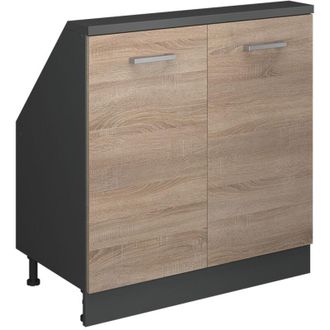 Vicco Meuble de rangement sous pente Rion, Sonoma/Anthracite, avec 2 portes, Vicco