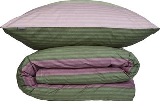 Schiesser Bettwäscheset Vendi | 2-teilig | Gestreift | Renforcé | 100% Baumwolle | Oeko-Tex Zertifiziert | Reißverschluss | 155x220cm + 80x80cm | Grün