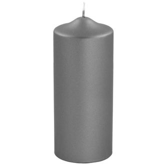 Fink Candle Stumpenkerze Metallic aus Paraffin in der Farbe Grau, Ma&szlig;e: 8cm x 8cm x 20cm, 123743