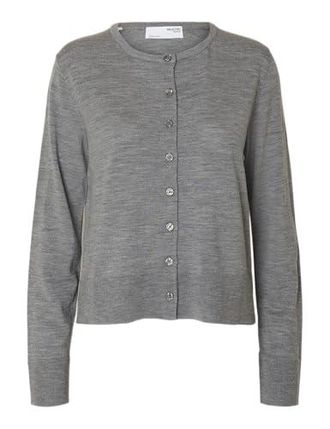Selected Slfthea Cardigan Noos en Tricot m&eacute;rinos, M&eacute;lange de Gris Moyen., L