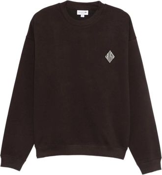 Lacoste Homme, Sweatshirts et sweats &agrave; capuche, Brun, Taille: XL Logo Patch Crew Neck SweaT-shirt