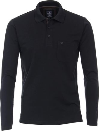 Redmond Polo-Shirt Langarm Uni nah 90 schwarz XL