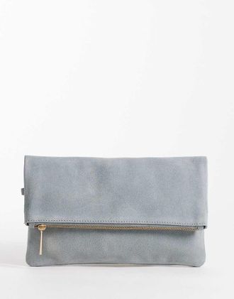 Accessorize Clutch aus Wildleder in Blau mit Umschlag
