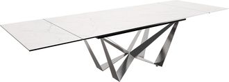 DELIFE Esszimmertisch Edge Keramik LaminamStatuarietto Wei&szlig; 200-300x100 Spider Flachstahl Edelstahl ausziehbar