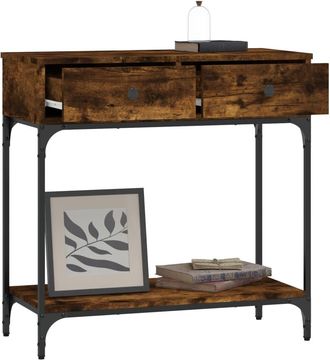 Generic Wohnzimmertisch Tisch mit verstellbaren Beinen, Konsolentisch, Beistelltisch mit viel Stauraum, Ablagetisch, Flurtisch, Holzwerkstoff(Braune Eiche 100