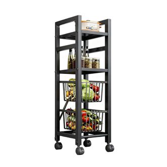 Generic Schlanker Aufbewahrungswagen, Badezimmer-Organizer, Rollwagen, L&uuml;cken-Aufbewahrungsregal Mit Ausziehbarem Korb, D&auml;mpfende Gleitschiene, for Enge Orte(