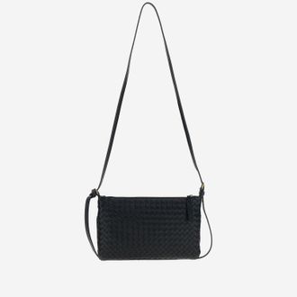 Bottega Veneta Womens Shoulder Bag Mini Woven Leather Black Lambskin