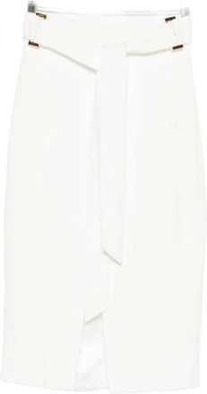 Elisabetta Franchi Femme, Jupes, Blanc, Taille: 38 FR Jupe midi pliss&eacute;e taille haute