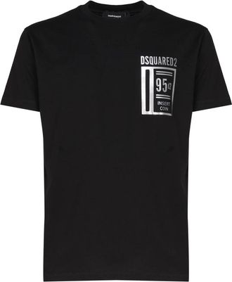 Dsquared2 T-Shirt mit laminiertem Druck - - Tops - Herren - Schwarzk - M