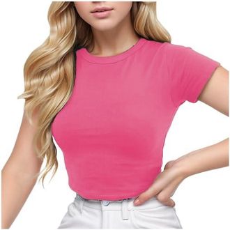 Generic Hauts courts tendance pour femmes 2025 - D&eacute;contract&eacute; - Pour entra&icirc;nement - Joli t-shirt court ample - Couleur unie - Coupe ample - Mode occidentale - 