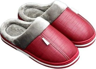 Generic YUJIEBB Pantoufles dhiver imperm&eacute;ables en coton pour femme - Chaudes - En fourrure - Antid&eacute;rapantes - Chaussures &agrave; plateforme, Rouge, 39.5 EU