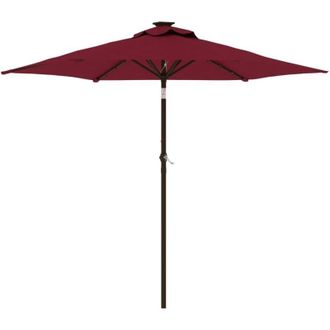 vidaXL Vidaxl - Parasol de jardin avec led m&acirc;t en acier bordeaux 225x225x212 cm