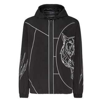 Plein Sport Nylon Windbreaker Tiger Court Edition - - Sport - Herren - Schwarzk - 3XL