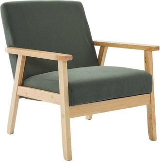 Sweeek Sweeek - Skandinavischer Sessel aus Holz und Cord, Cord, Khaki