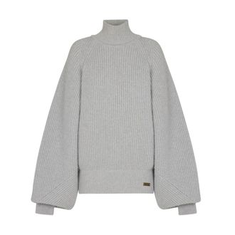 Balmain Batwing Rippenstrickpullover - - Knitwear - Damen - Grau - M