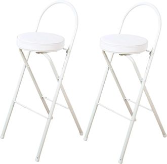 Generic Klapphocker mit Fu&szlig;st&uuml;tze, Rund, Gepolstert, Tragbar, Faltbar, Barhocker, Hochstuhl f&uuml;r die Fr&uuml;hst&uuml;ckstheke in der K&uuml;che(White,75cm/30in)