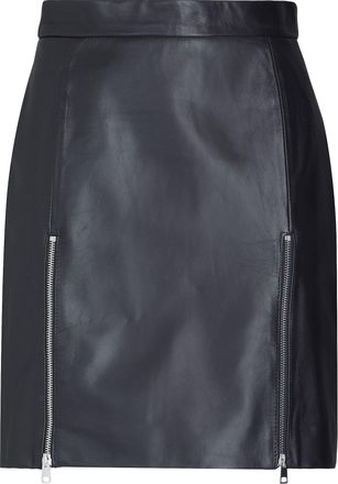 8 by YOOX LEATHER ZIP-UP SPLIT MINI SKIRT