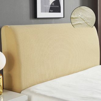 Generic wasserdichte einfarbige Bettkopfteil Bezug Stretch Schutzh&uuml;lle in voller Gr&ouml;&szlig;e weich und staubdicht ideal f&uuml;r Schlafzimmerdekoration Beige Volle L&auml;nge