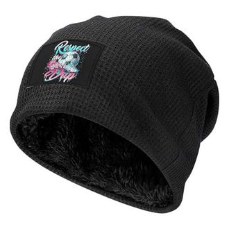 Ahdyr Bonnet en Maille gaufr&eacute;e, Polaire, Chaud, pour lhiver, Noir, pour Hommes et Femmes