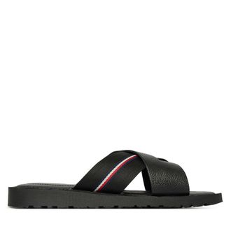Tommy Hilfiger Pantoletten Tommy Hilfiger Core Hilfiger Lth Criss C Sandal FM0FM05783 Schwarz
