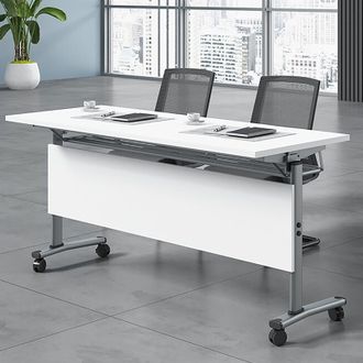 Generic Klappbarer Konferenztisch, klappbarer Konferenztisch mit fahrbarer Tischplatte auf Rollen f&uuml;r B&uuml;ro, Besprechungsraum, Klassenzimmer, L55 x B1, ideal f