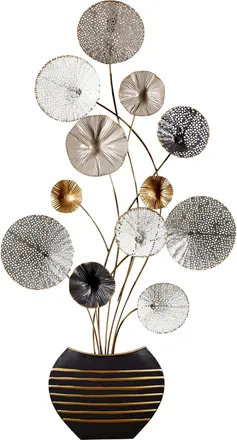 Ambia Home Wanddeko, Schwarz, Silber, Wei&szlig;, Gold, Metall, 45x91x6 cm, rostfrei, Dekoration, Skulpturen & Dekoobjekte, Wanddeko
