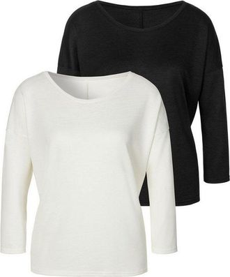 Lascana 3/4-Arm-Shirt aus feinem Strick (2er-Pack) aus pflegeleichter Qualität mit Viskose