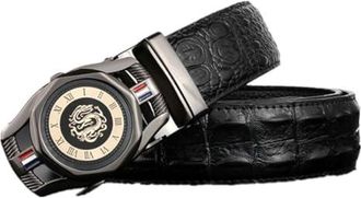 Generic Ceinture &agrave; cliquet pour hommes Style classique R&eacute;tro Dragon Boucle &agrave; cliquet Ceinture en cuir pour hommes Ceinture sculpt&eacute;e Ceinture d&eacute;contract&eacute;e Busi