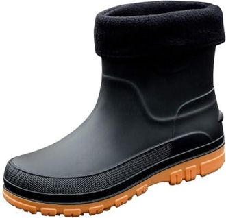 Generic Bottes De Pluie Courtes Hommes Chaudes D&eacute;tachables Et Lavables Jardin Boots Travail Chaussures De Pluie en Caoutchouc Antid&eacute;rapantes Imperm&eacute;ables Bott
