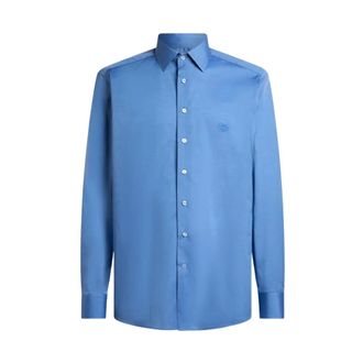 Etro Hemd mit Logo-Stickerei - - Shirts - Herren - Blau - 2XL