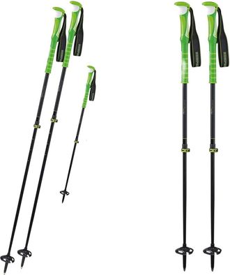 Komperdell C7 Titanal Carbon Skitourenstock, Wanderstock Trekkingstock Gewicht 190g, Schwarz/Grün/Transparentes-Weiß