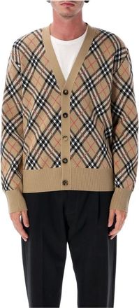 Burberry Homme, Pulls, Beige, Taille: XS Archive Check Wool Cardigan