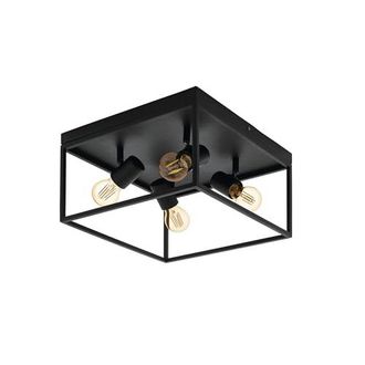 Eglo Luminaire plafonnier Silentina, 4 lampes, lustre au style industriel en acier noir, lumi&egrave;re plafond pour salon, cuisine et couloir, douille E27
