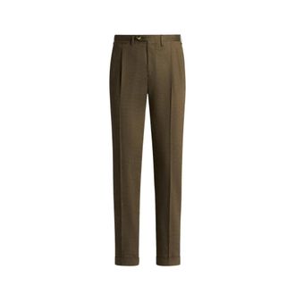 Kiton Homme, Pantalons, Vert, Taille: 3XL Pantalon Tailleur en Lin et Laine