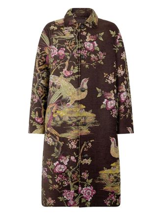 Roberto Cavalli manteau &agrave; motif en jacquard - Marron